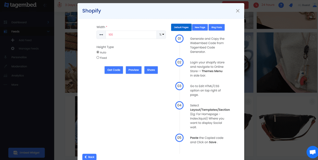 How To Add Instagram Feed To Shopify Website For Free Tagembed